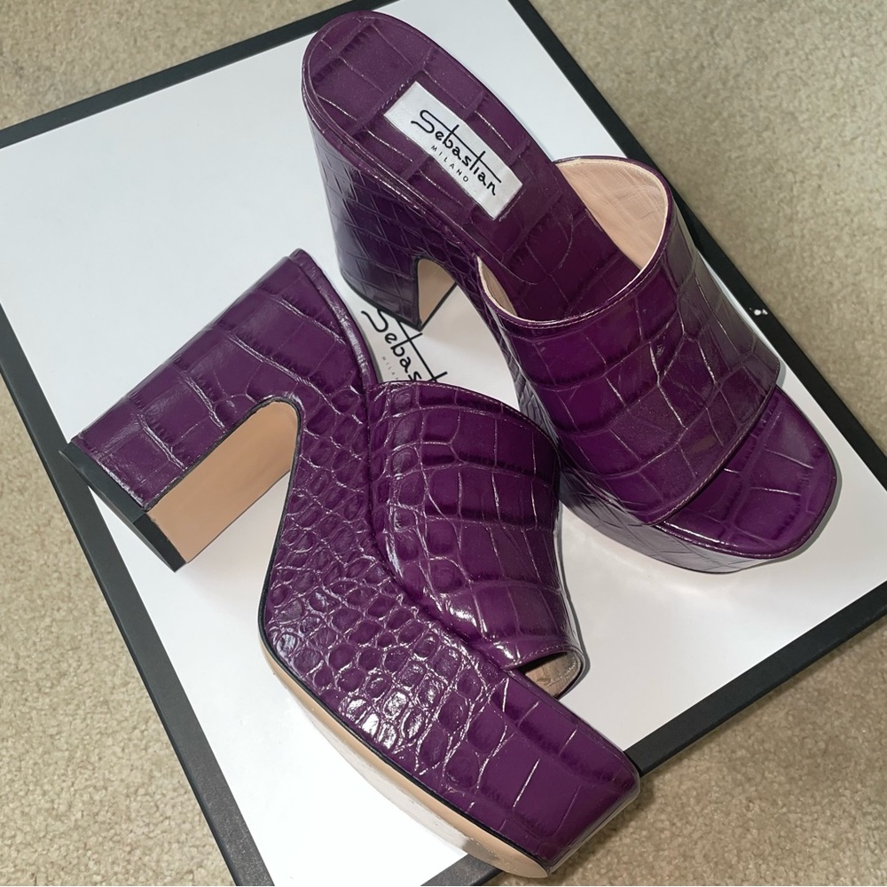 Purple Platform Crocodile Print Shoe - Gem